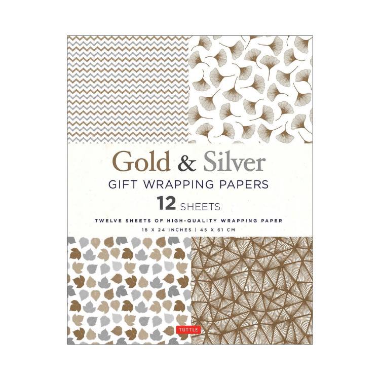 Bright Brands. Tuttle - Gold & Silver Gift Wrapping Paper (Set of 12)