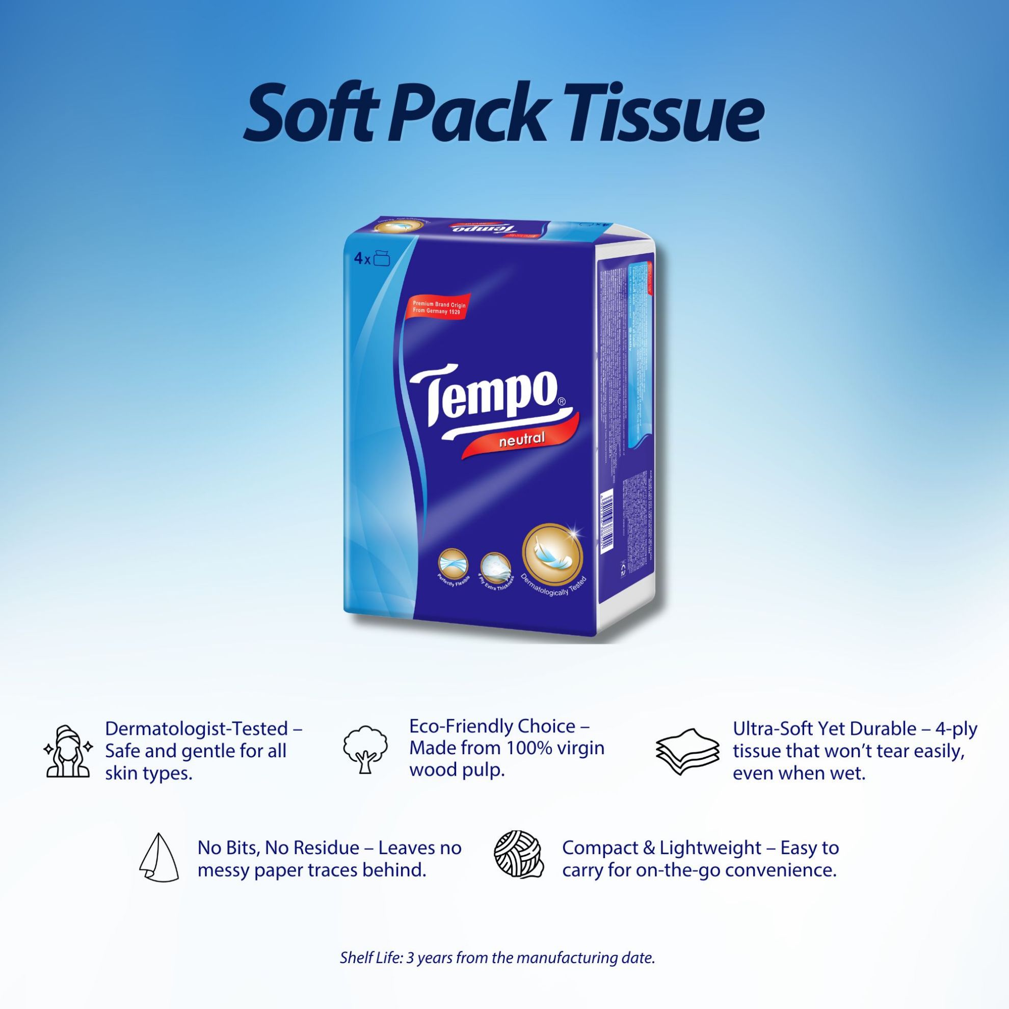 Bright Brands. Tempo Softpack Neutral 4ply Facial Tissue (4packs x ...